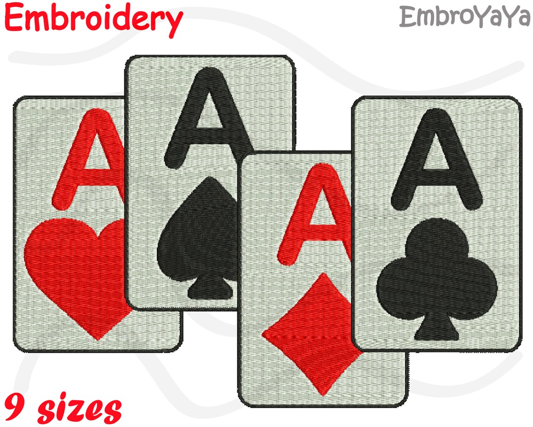 Poker Four Aces Designs for Embroidery Machine Instant Download ...