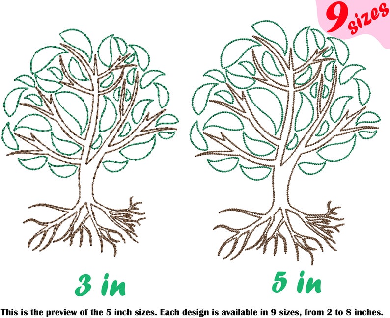 Family Tree Outline Embroidery Design Machine Instant Download | Etsy