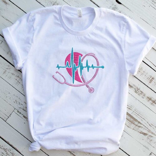 Heart Stethoscope Monogram Frame Embroidery Design Instant - Etsy