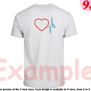 Heart Pulse Line Embroidery Design Machine Instant Download Commercial ...