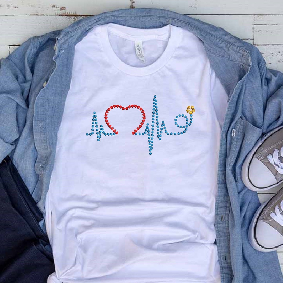 Heart Pulse Line Embroidery Design Machine Instant Download - Etsy
