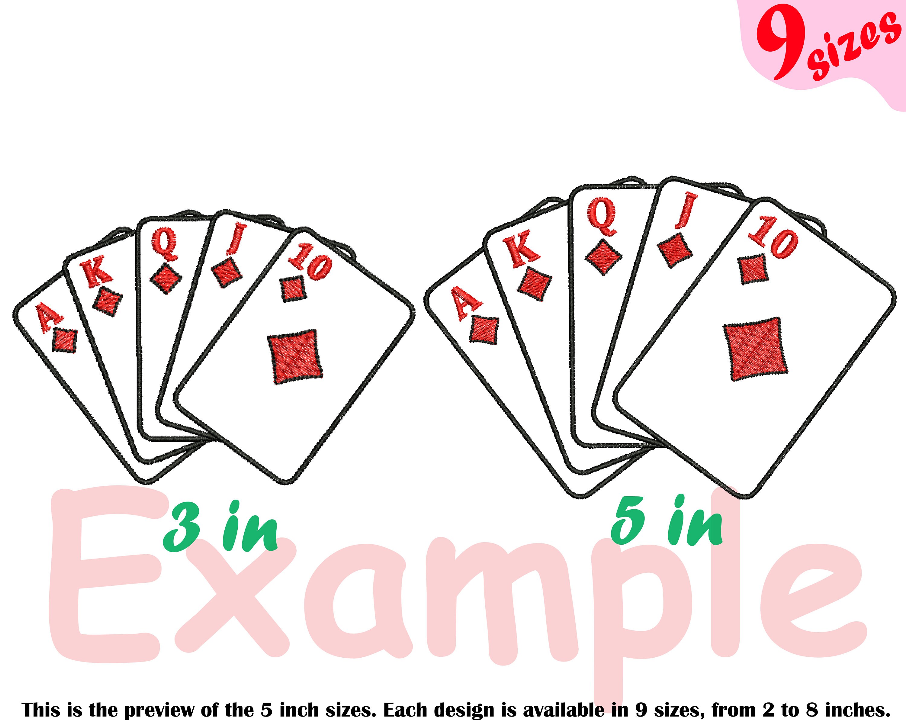 Poker Royal Flush Designs for Embroidery Machine Instant - Etsy