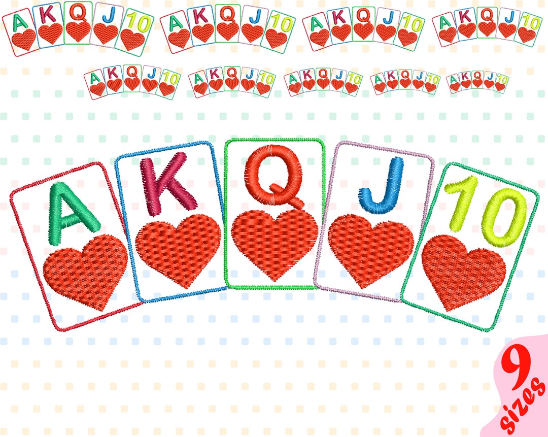 Poker Royal Flush Embroidery Design Machine Instant Download Commercial ...