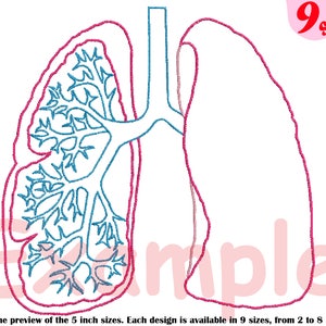 Lungs Outline Embroidery Design Machine Instant Download Commercial Use ...