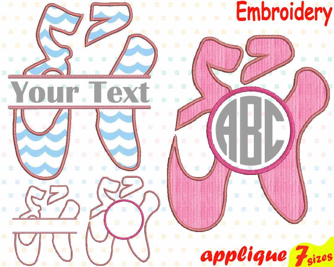 Ballet Shoes Applique Designs for Embroidery Machine Instant Download ...