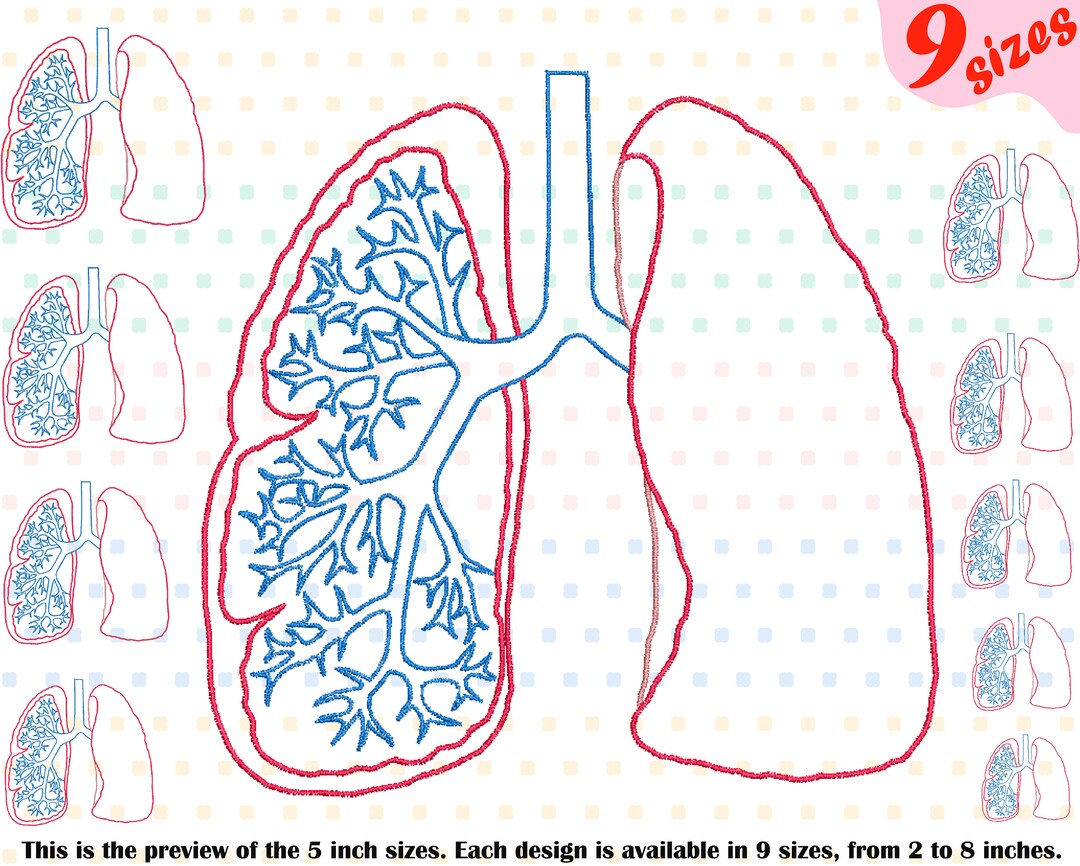 Lungs Outline Embroidery Design Machine Instant Download Commercial Use ...