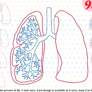 Lungs Outline Embroidery Design Machine Instant Download Commercial Use ...