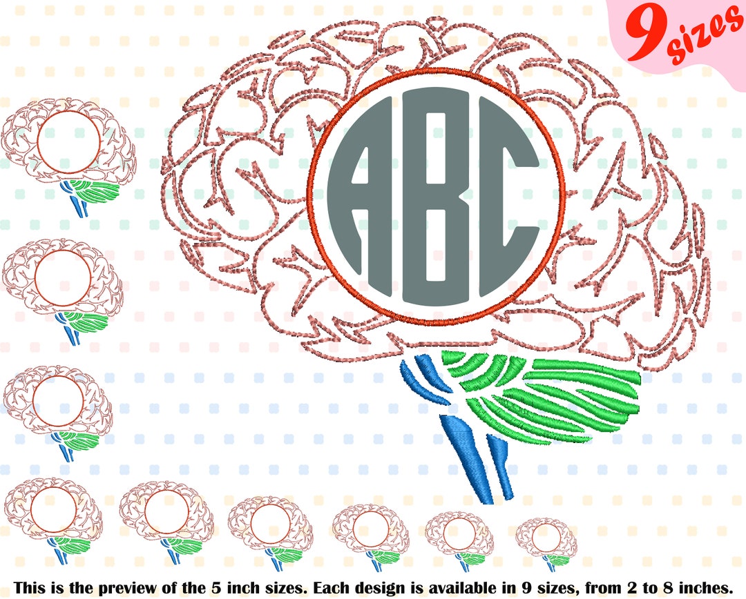 Brain Outline Embroidery Design Machine Instant Download Commercial Use ...