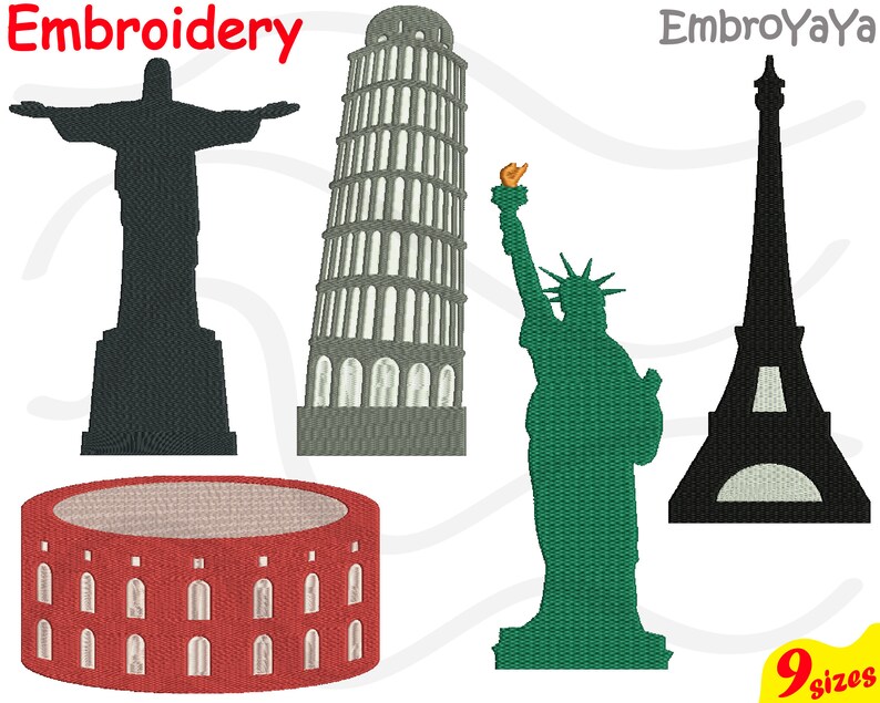World Landmarks Designs for Embroidery Machine Instant - Etsy
