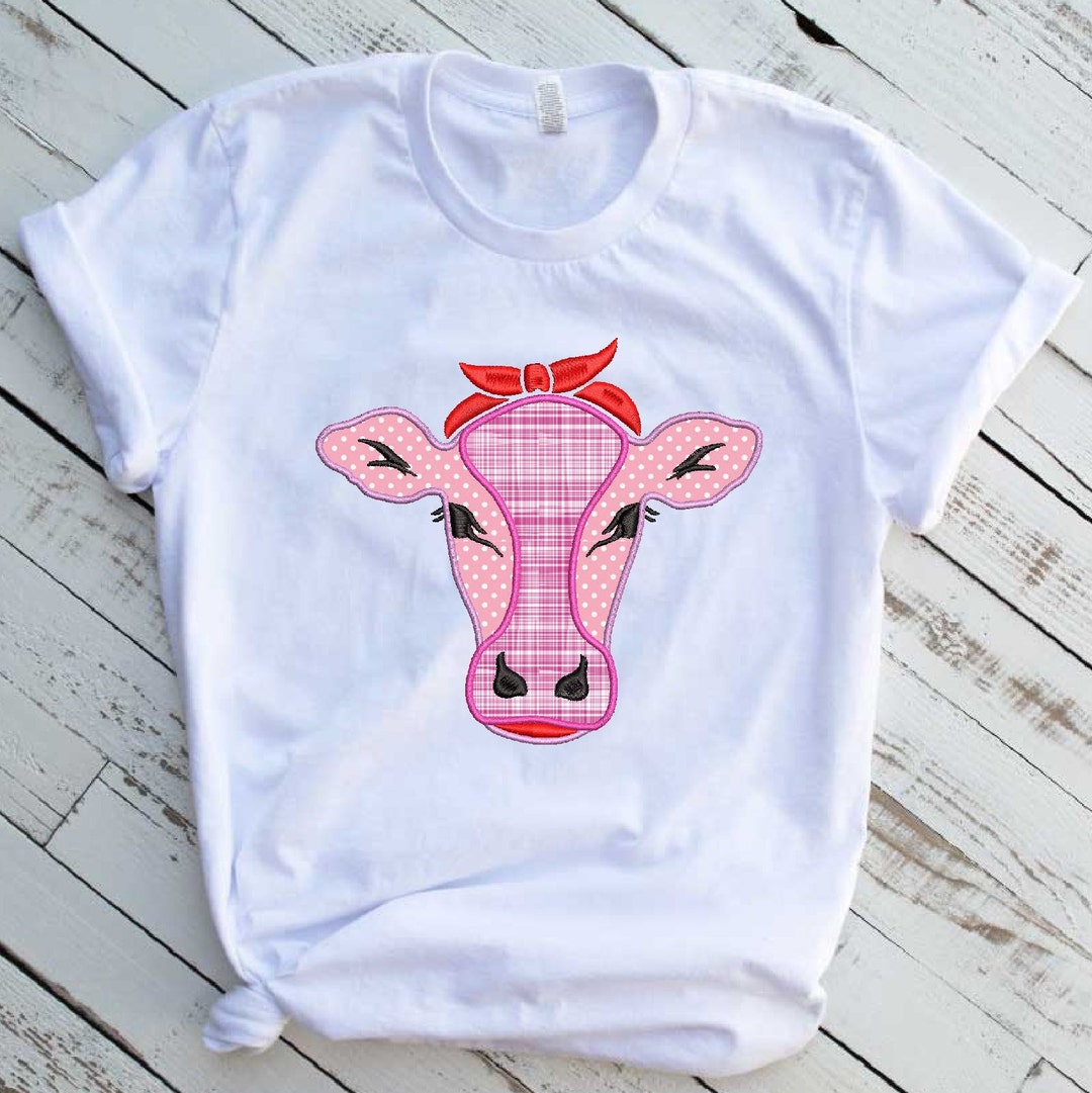Applique Cow Whit Bandana Designs for Embroidery Machine Instant ...