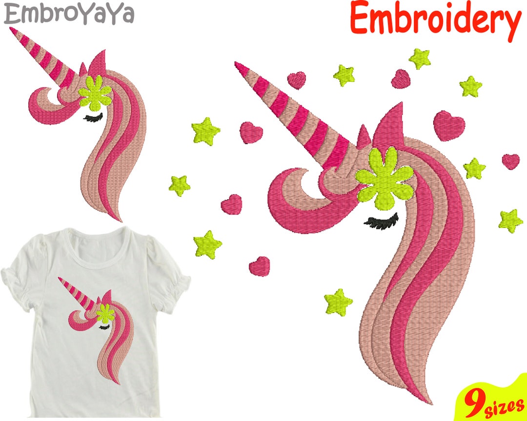 Flower Unicorn Designs for Embroidery Machine Instant Download ...