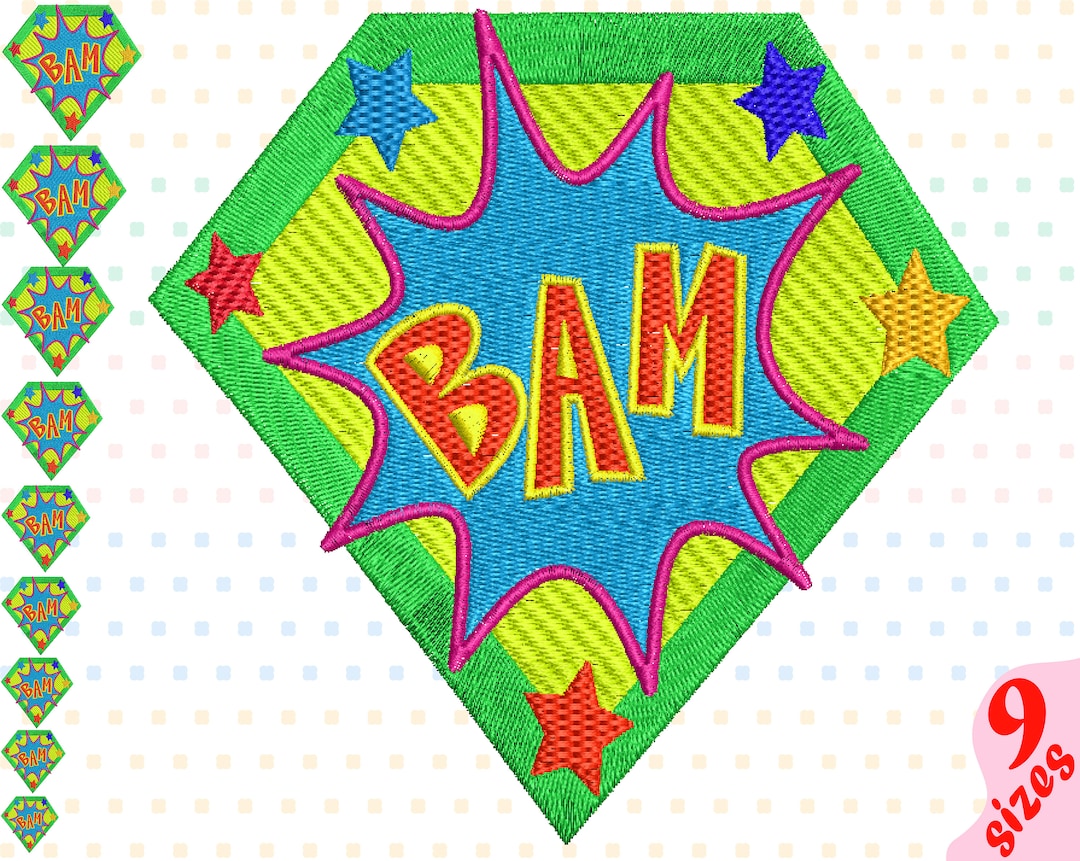 Bam Comic Book Embroidery Design Machine Instant Download Commercial ...