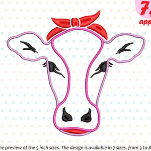 Applique Cow Whit Bandana Designs for Embroidery Machine Instant ...