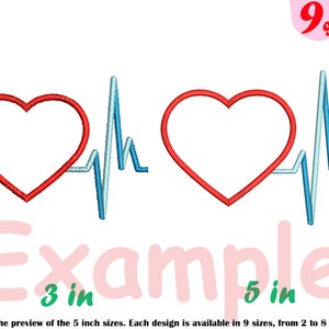 Heart Pulse Line Embroidery Design Machine Instant Download Commercial ...