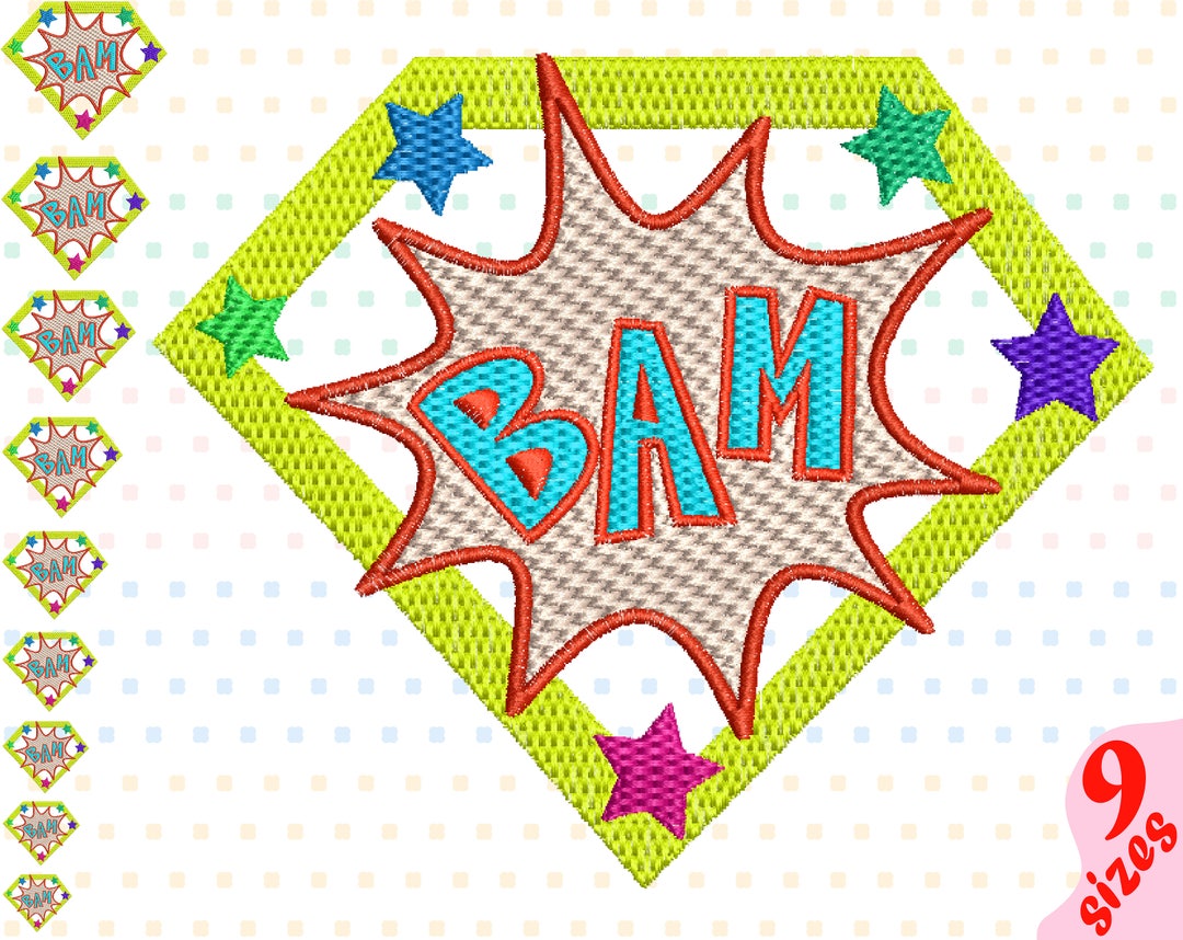 Bam Comic Book Embroidery Design Machine Instant Download - Etsy