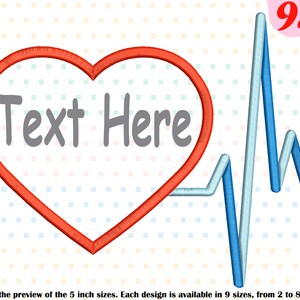 Heart Pulse Line Embroidery Design Machine Instant Download Commercial ...