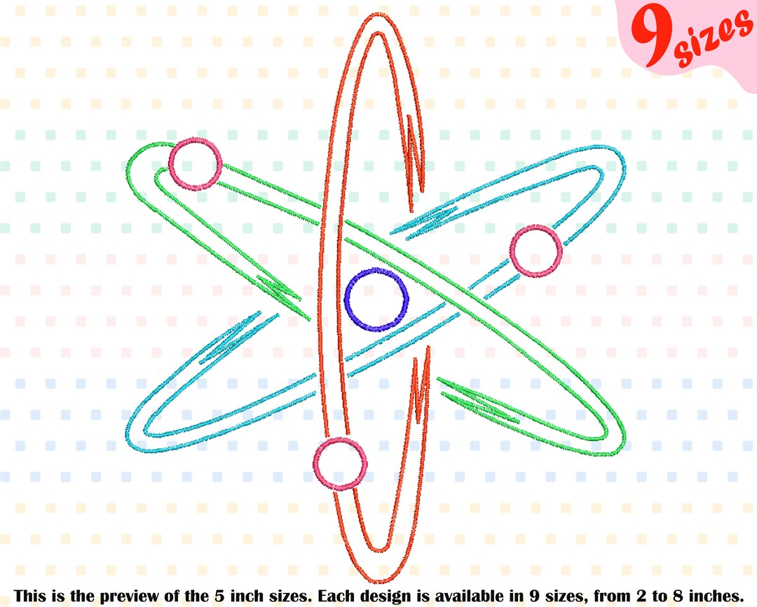 Atom Science Designs for Embroidery Machine Instant Download Commercial ...