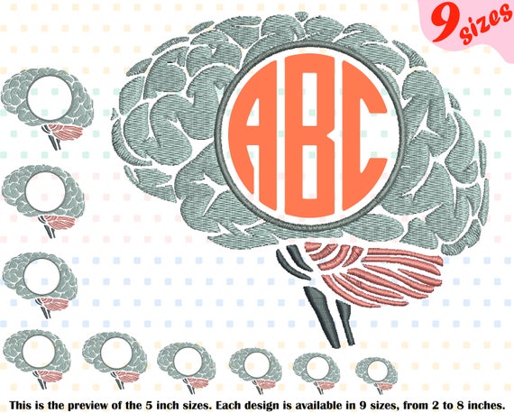 Brain Outline Embroidery Design Machine Instant Download | Etsy