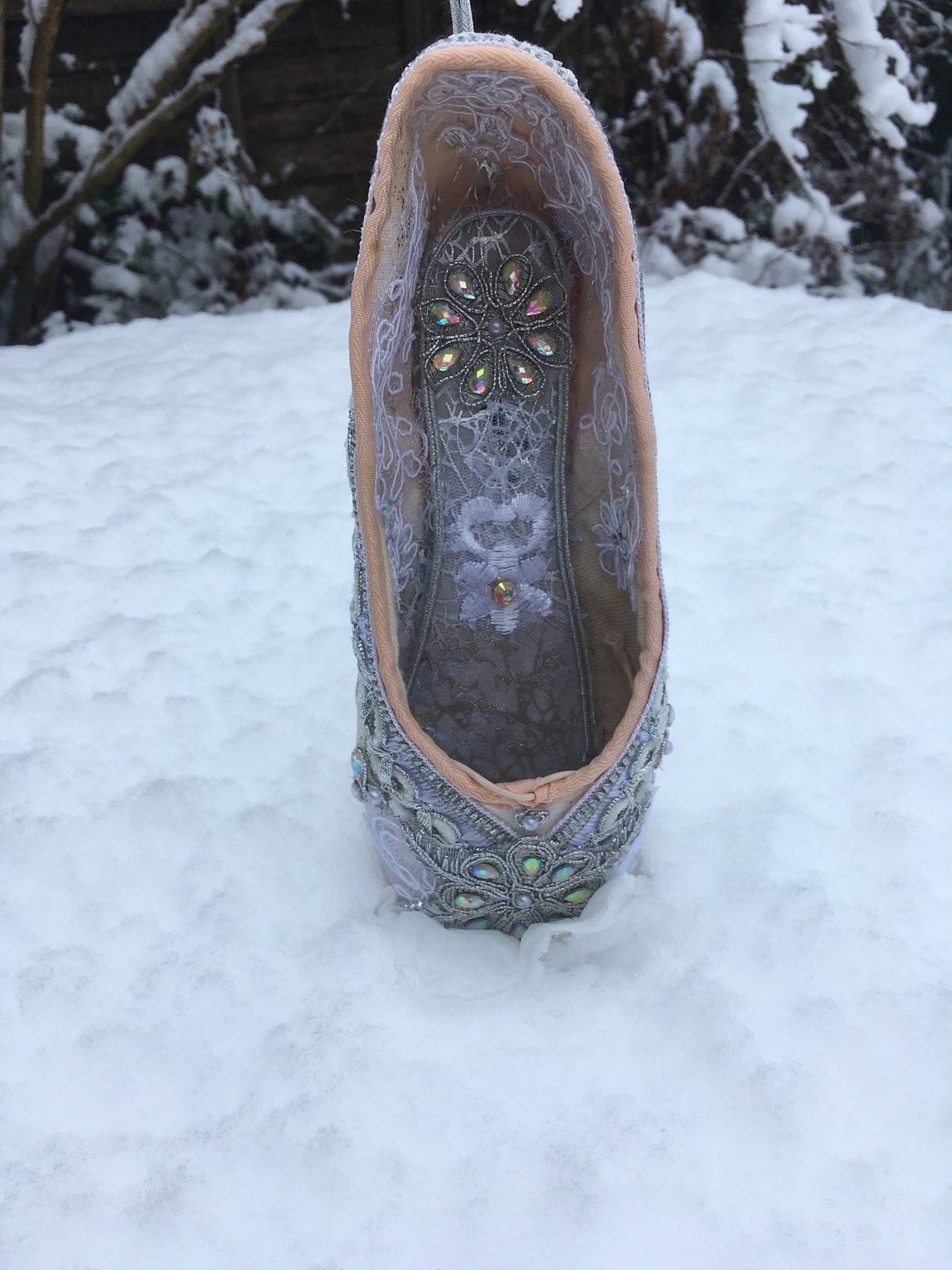 Snow Queen Decorated Pointe Shoe - Etsy