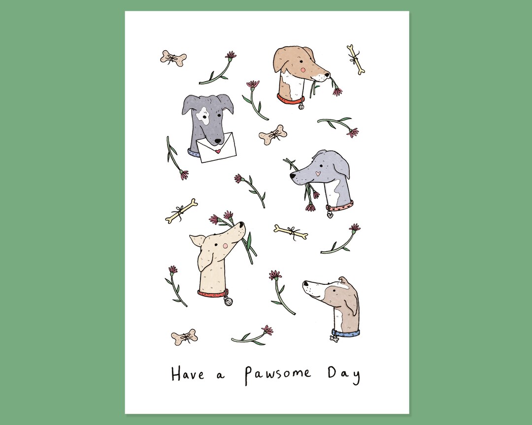 Have a Pawsome Day A6 Greeting Card With Dogs - Etsy