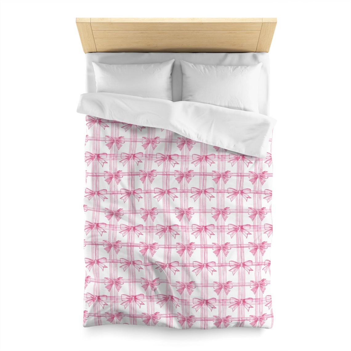 Pink Coquette Bows Duvet Cover Pink White Plaid Petro Pink Duvet Cover ...