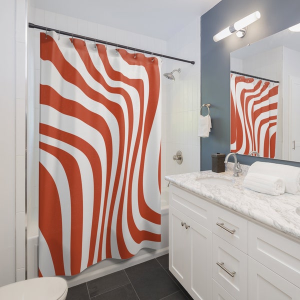 Orange Stripe Shower Curtain Etsy