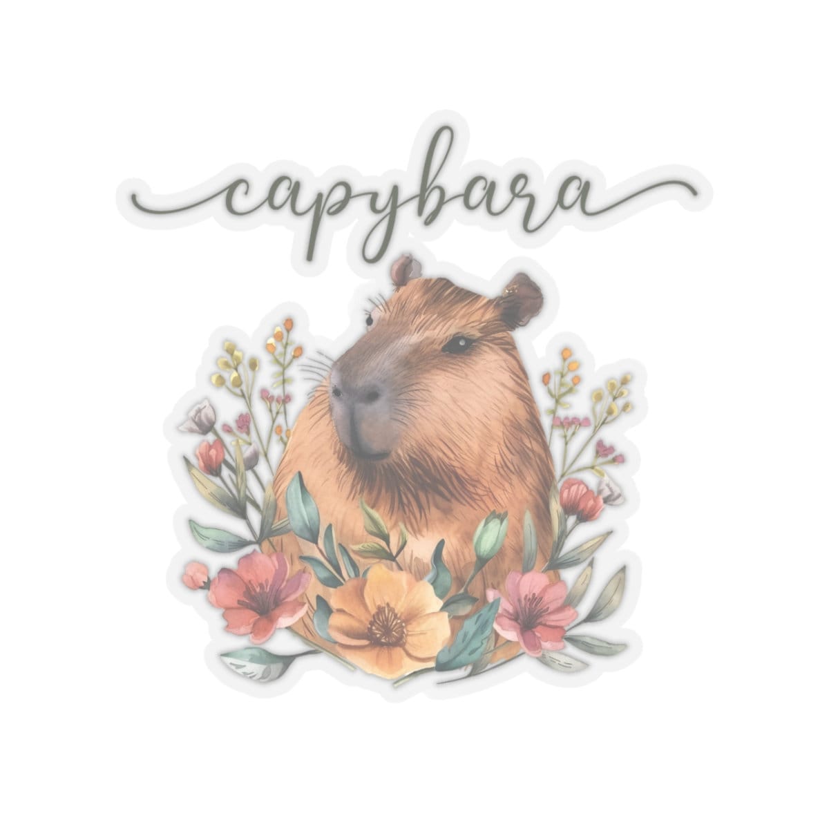 Capybara Sticker Capybara Art Floral Flowers Capybara Girly Stickers ...