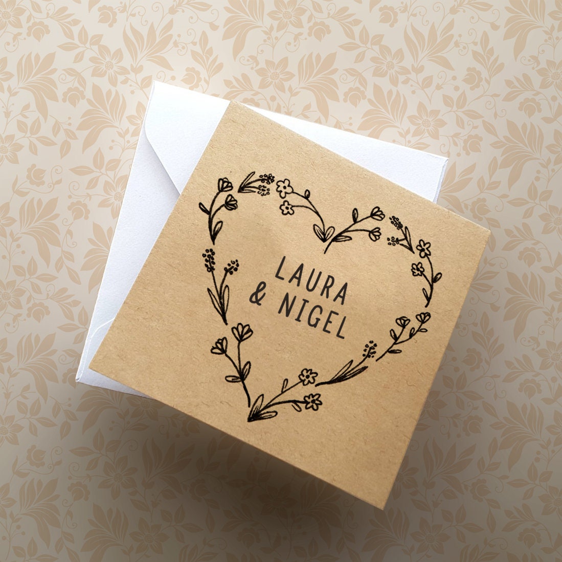 Personalised Floral Heart Card Wedding Engagement Anniversary Birthday ...