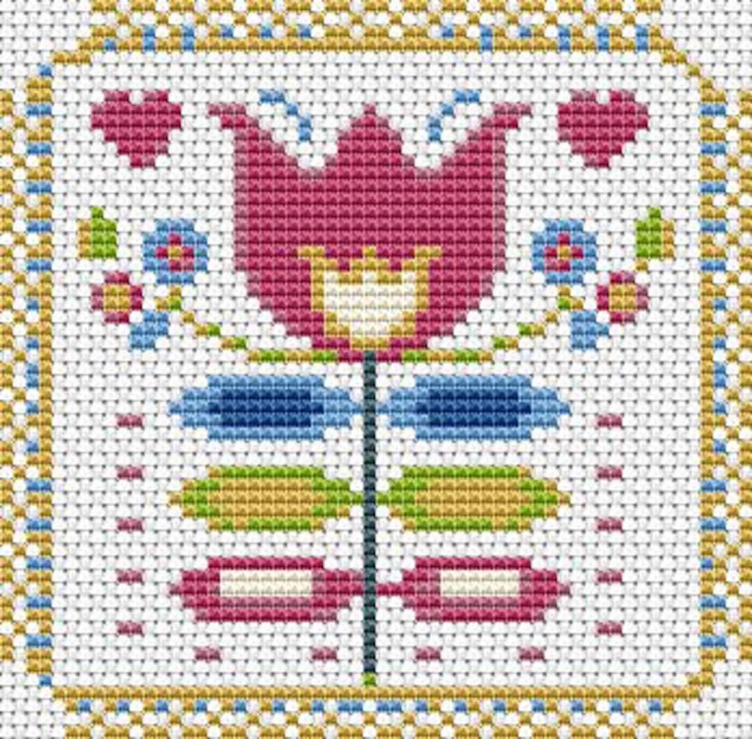 Pink Flower, Cross Stitch Pattern, PDF Pattern, Digital Download ...