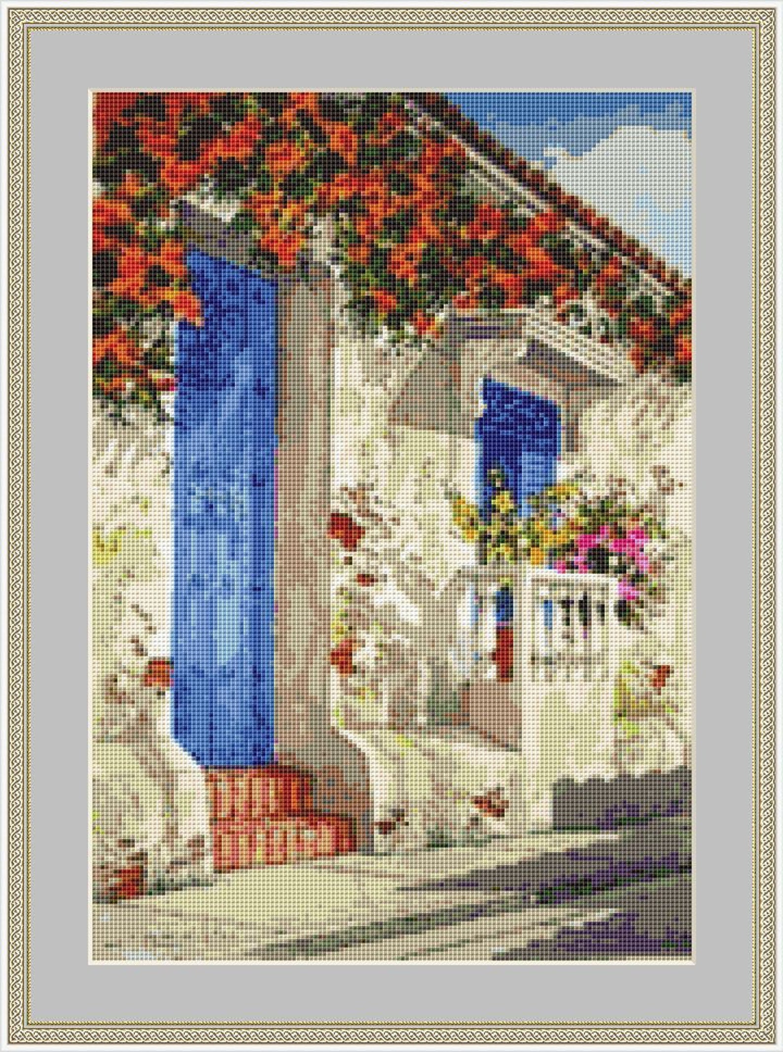 Colonial Old House Cross Stitch Pattern Instant Download Embroidery ...