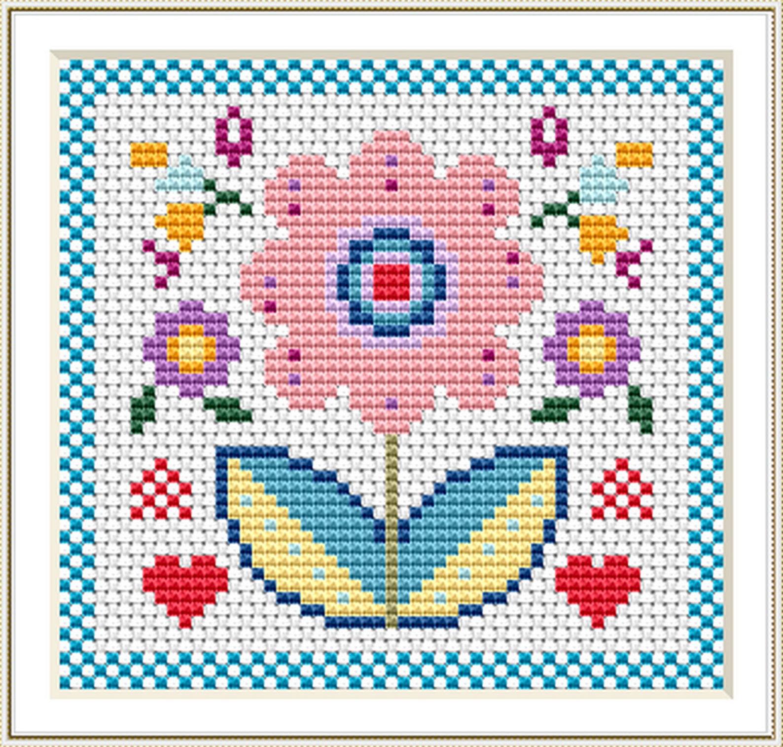 Pink Flower, Cross Stitch Pattern, PDF Pattern, Digital Download ...
