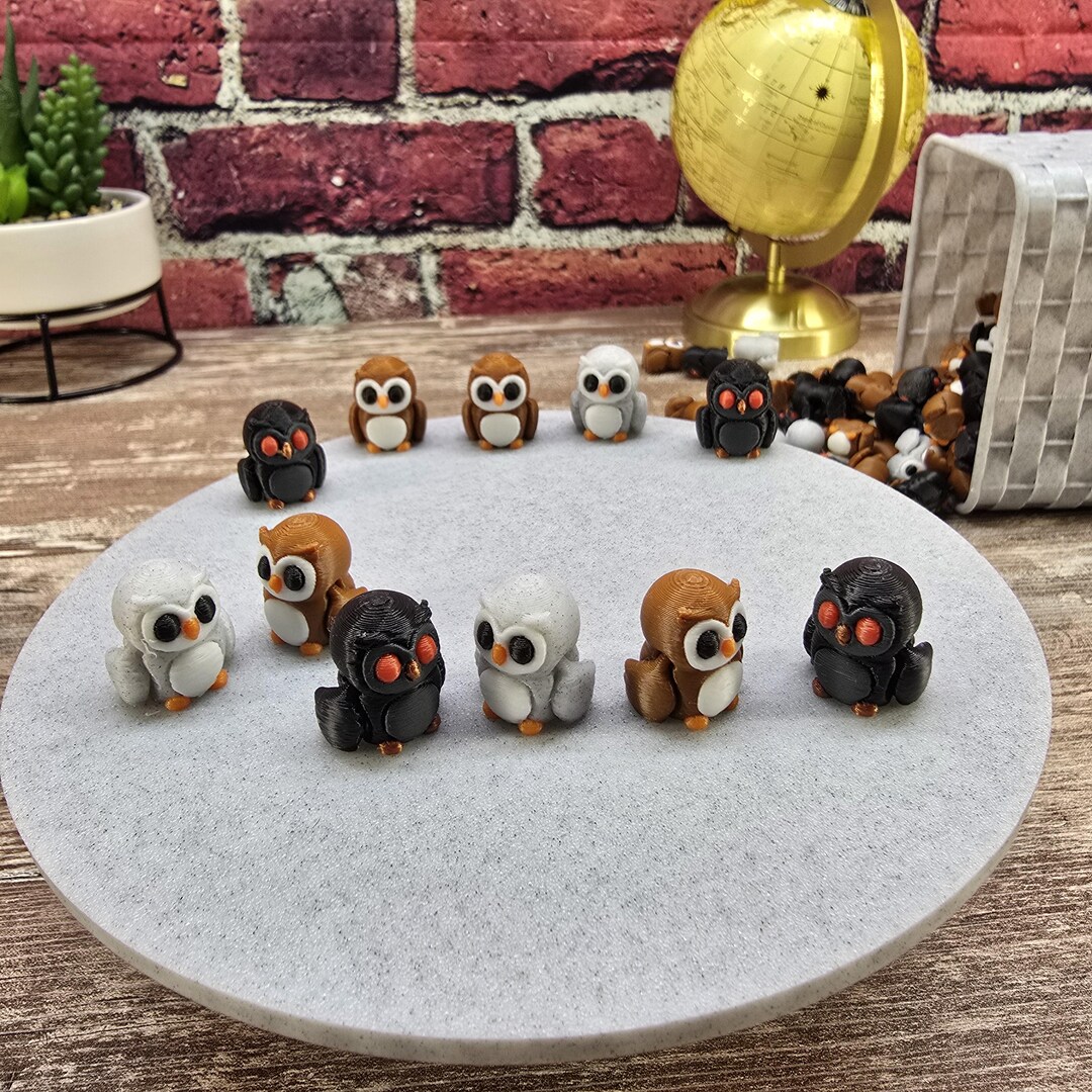 3d-printed Mini Owls: Snowy, Barn, Dark Owl Figurines - 100 Piece Bag ...