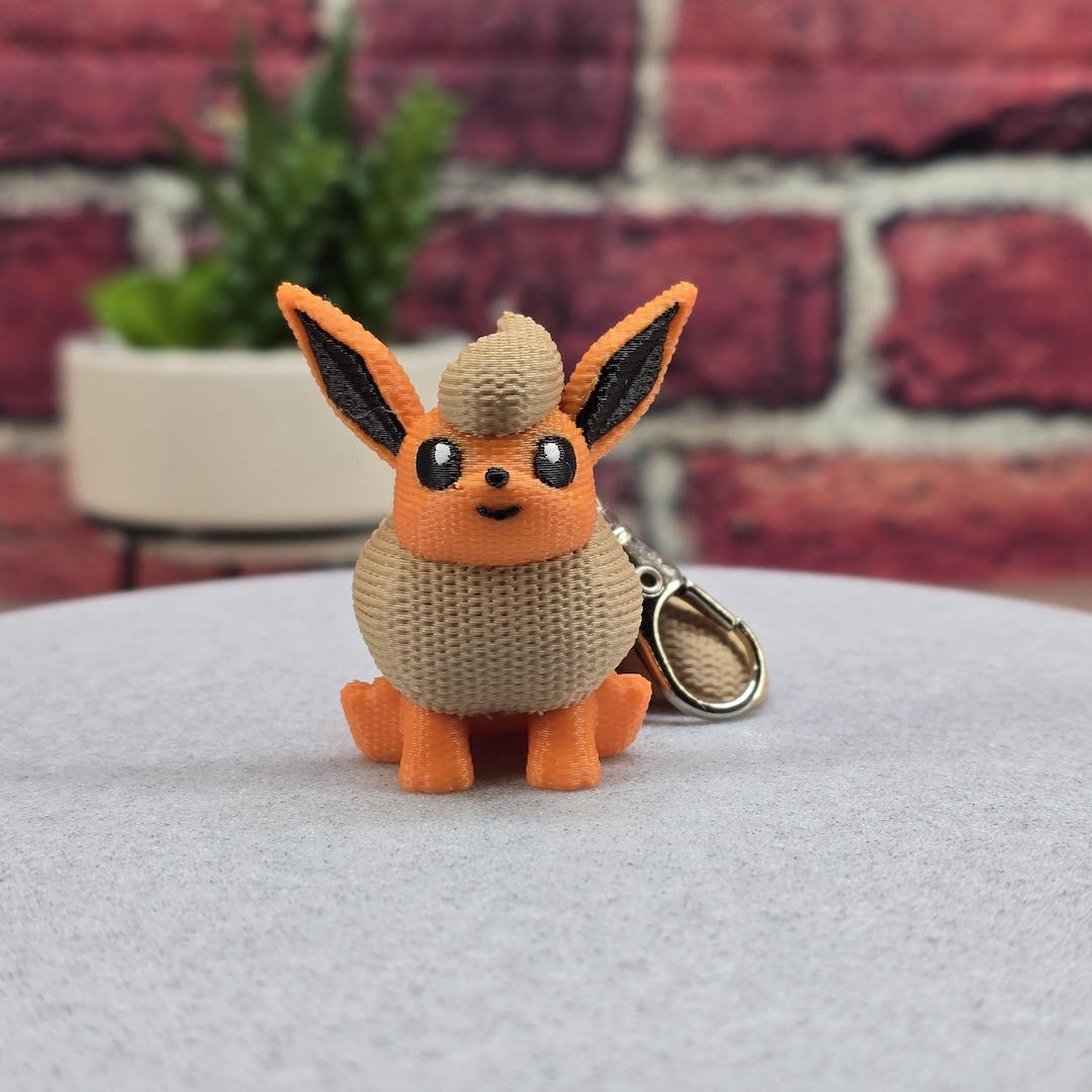 3D Printed Textured Flareon Keychain - Etsy