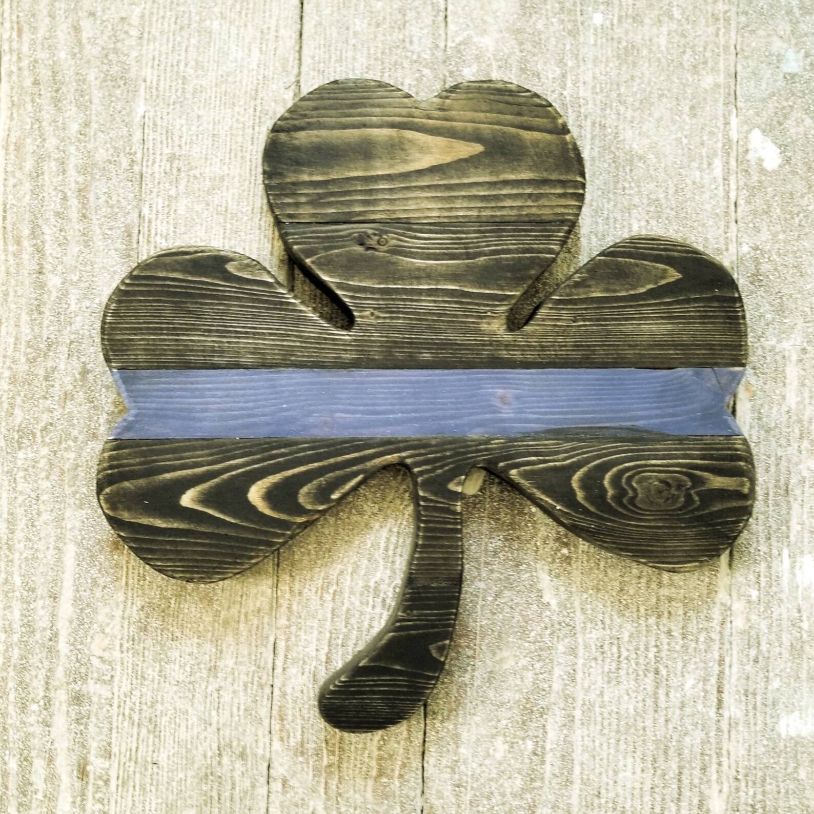 Police Officer Thin Blue Line Shamrock Reclaimed Wood - Etsy