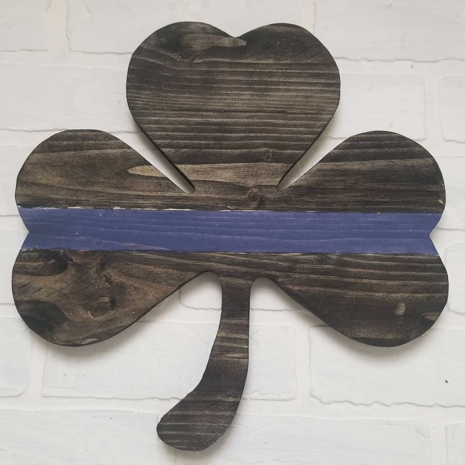 Police Officer Thin Blue Line Shamrock Reclaimed Wood - Etsy
