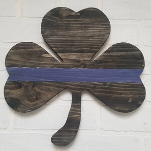 Police Officer Thin Blue Line Shamrock Reclaimed Wood - Etsy