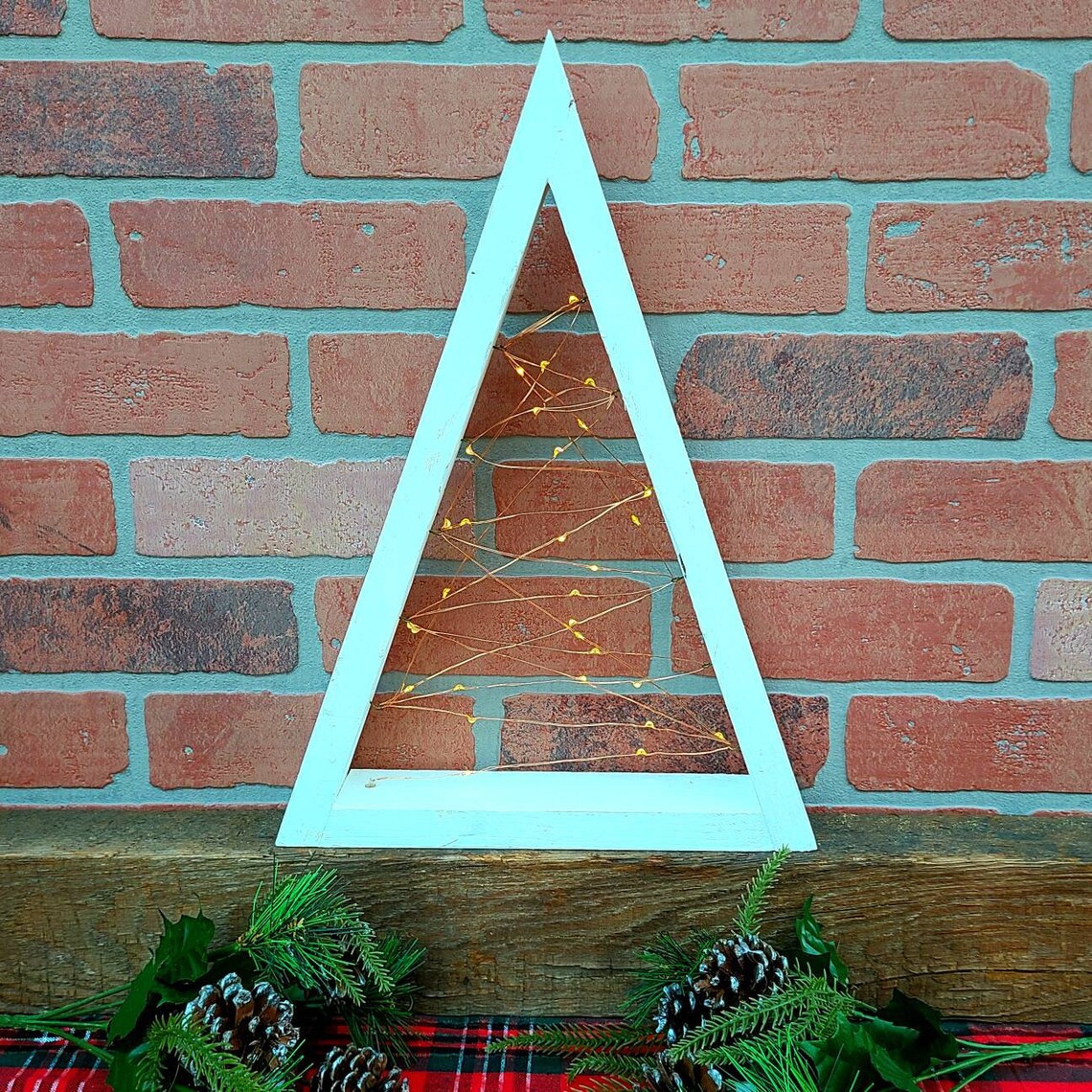 Rustic Wooden Light up Christmas Tree - Reclaimed Wood Mantle Christmas ...