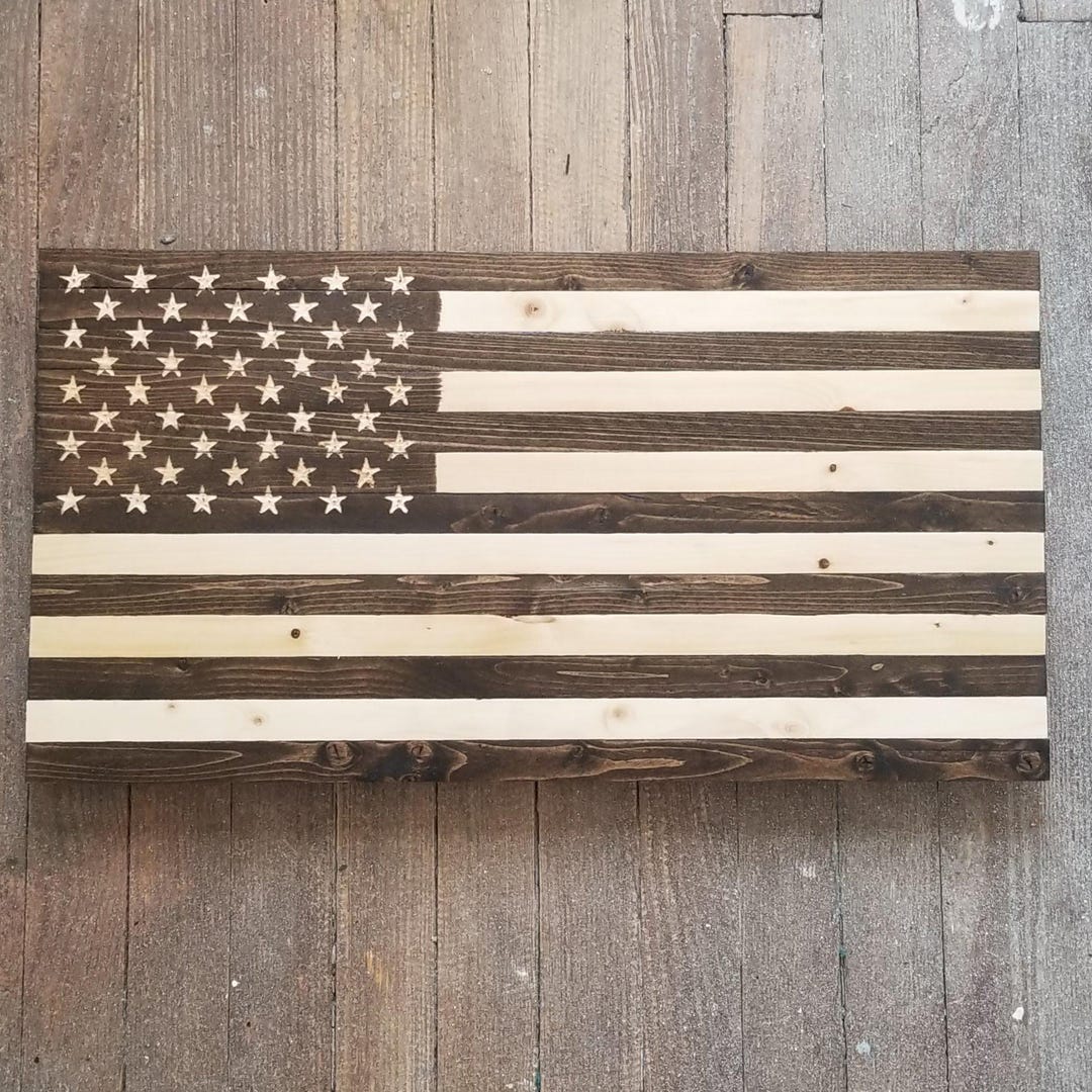 Neutral Wooden American Flag - Narural Earth Tone Patriotic Decoration ...