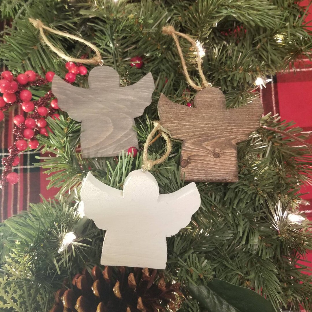Rustic Wooden Angel Christmas Ornament - Reclaimed Wood Neutral ...