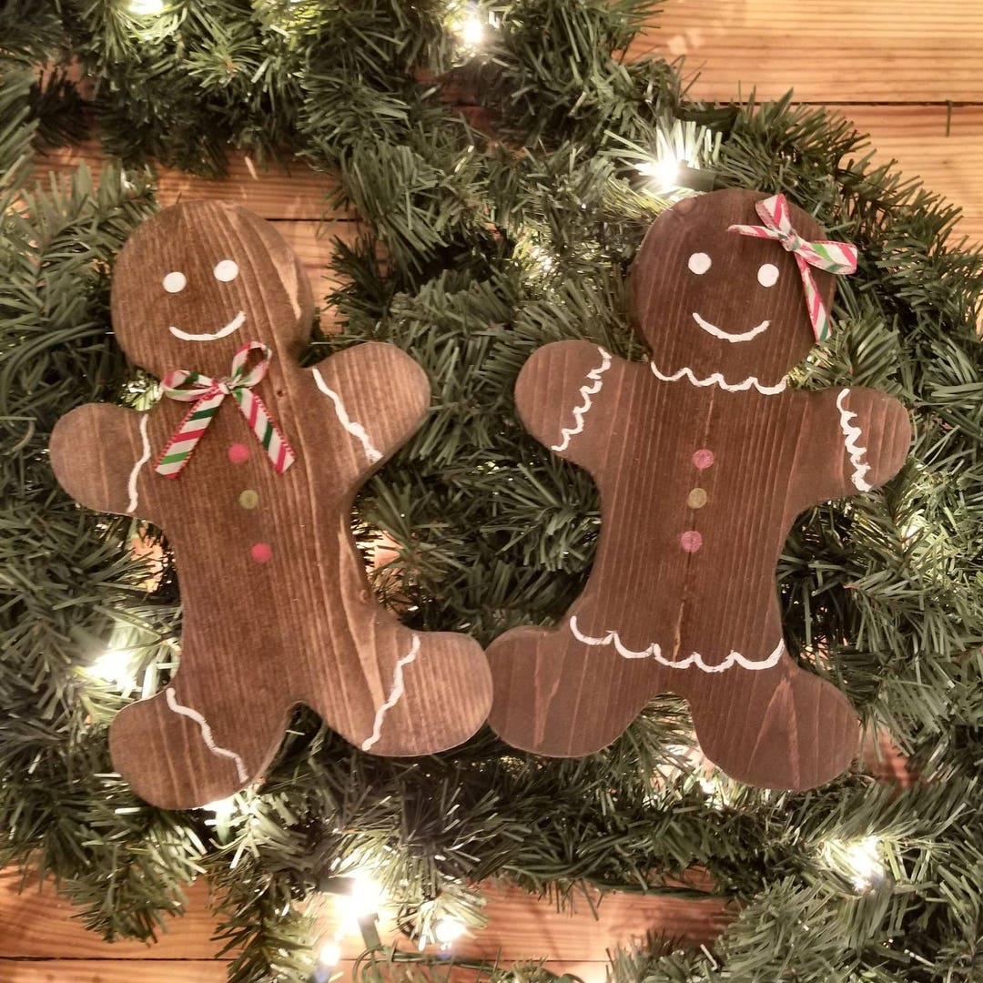 Reclaimed Wood Gingerbread Boy and Girl Christmas Decoration or DIY Kit ...