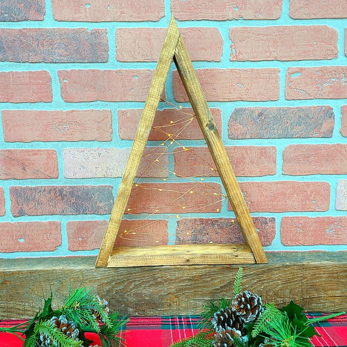 Rustic Wooden Light up Christmas Tree - Reclaimed Wood Mantle Christmas ...