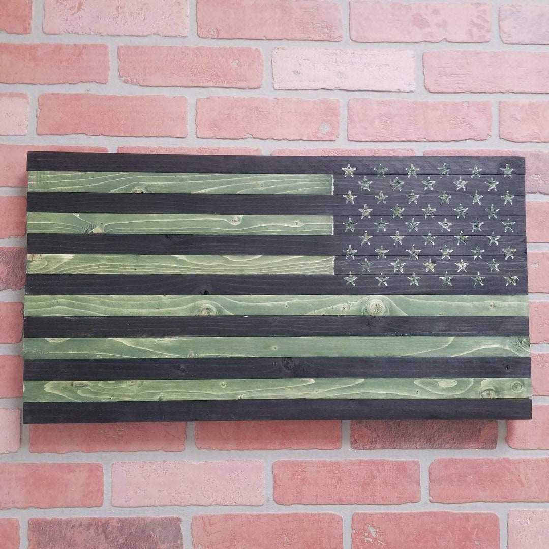Rustic Wooden American Flag - Military Camo Right Shoulder Patch 24 X ...