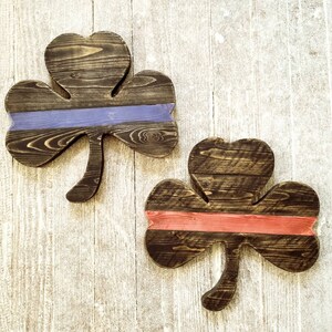 Firefighter Thin Red Line Shamrock Reclaimed Wood - Etsy