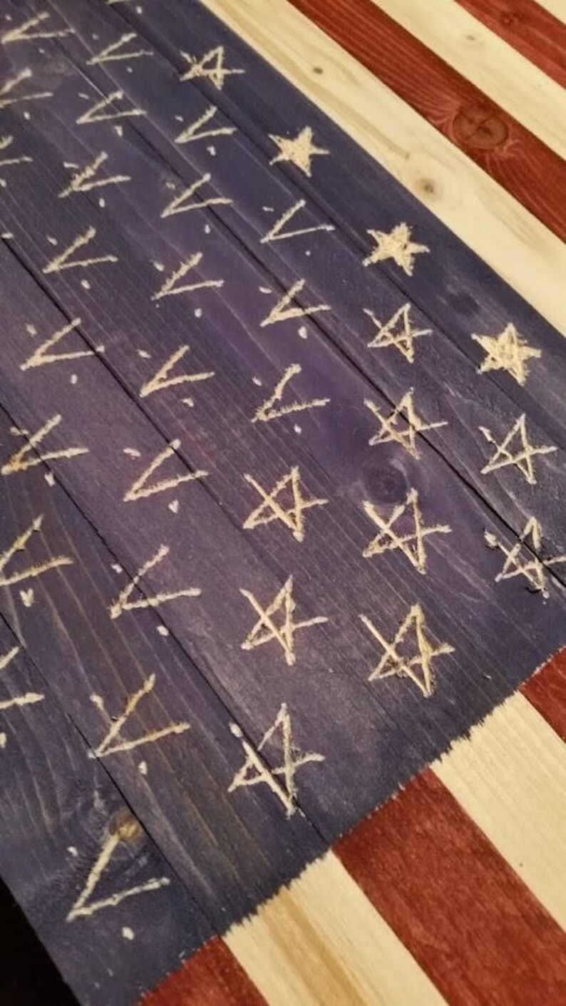Rustic Wooden American Flag - Red, White and Blue Stain 37 X 20 - Etsy