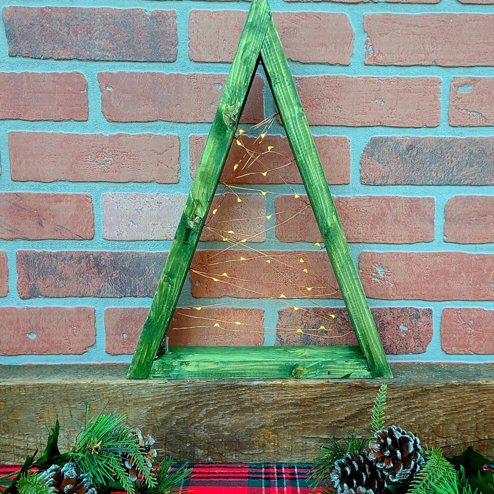 Rustic Wooden Light up Christmas Tree - Reclaimed Wood Mantle Christmas ...