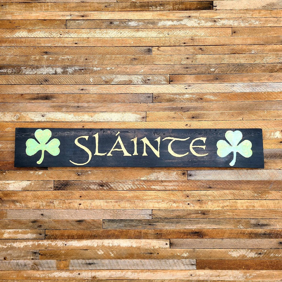 Slainte With Shamrocks Hand Carved Reclaimed Wood Irish Pub Sign - Etsy