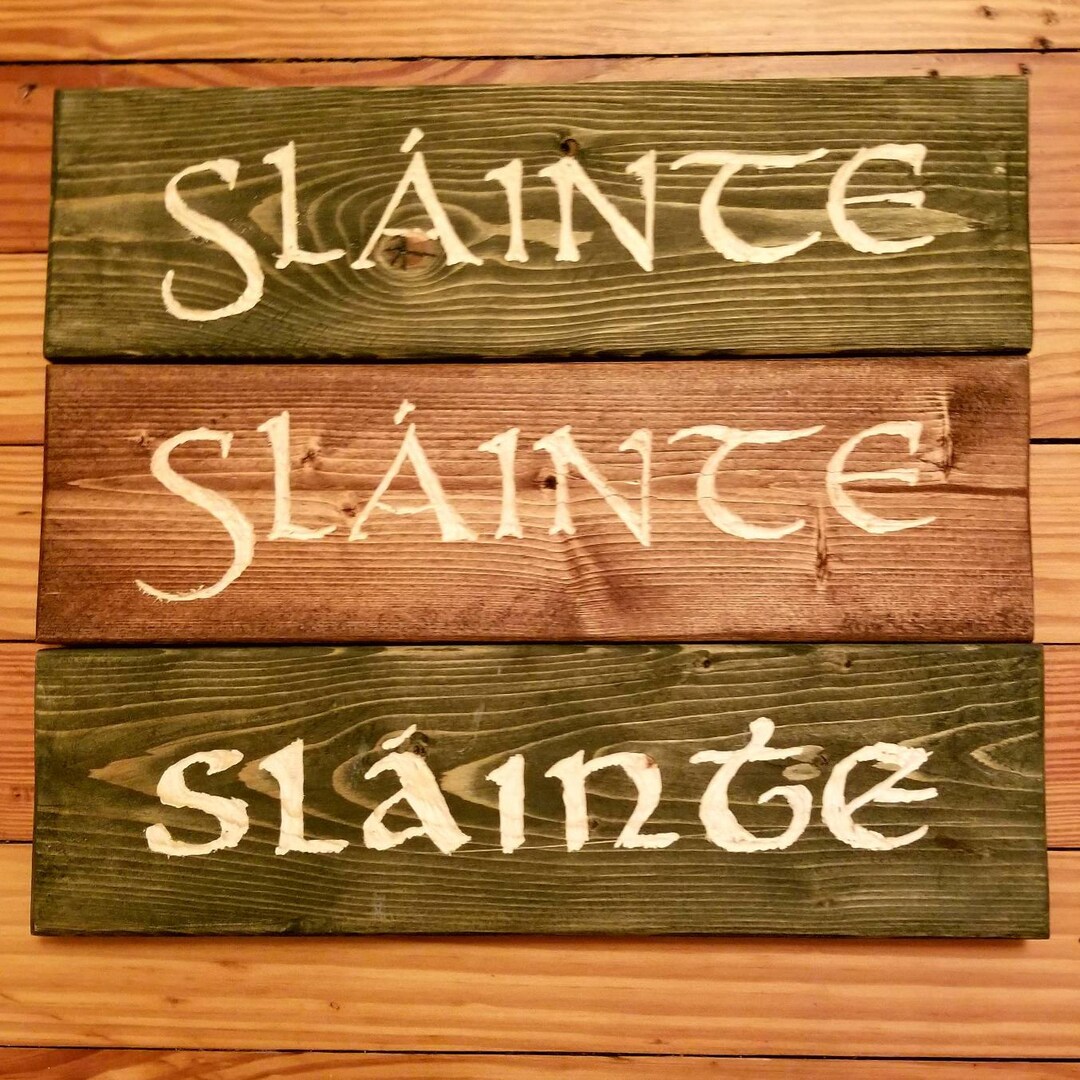 Slainte Hand Carved Reclaimed Wood Sign Irish Pub Gaelic Cheers - Etsy