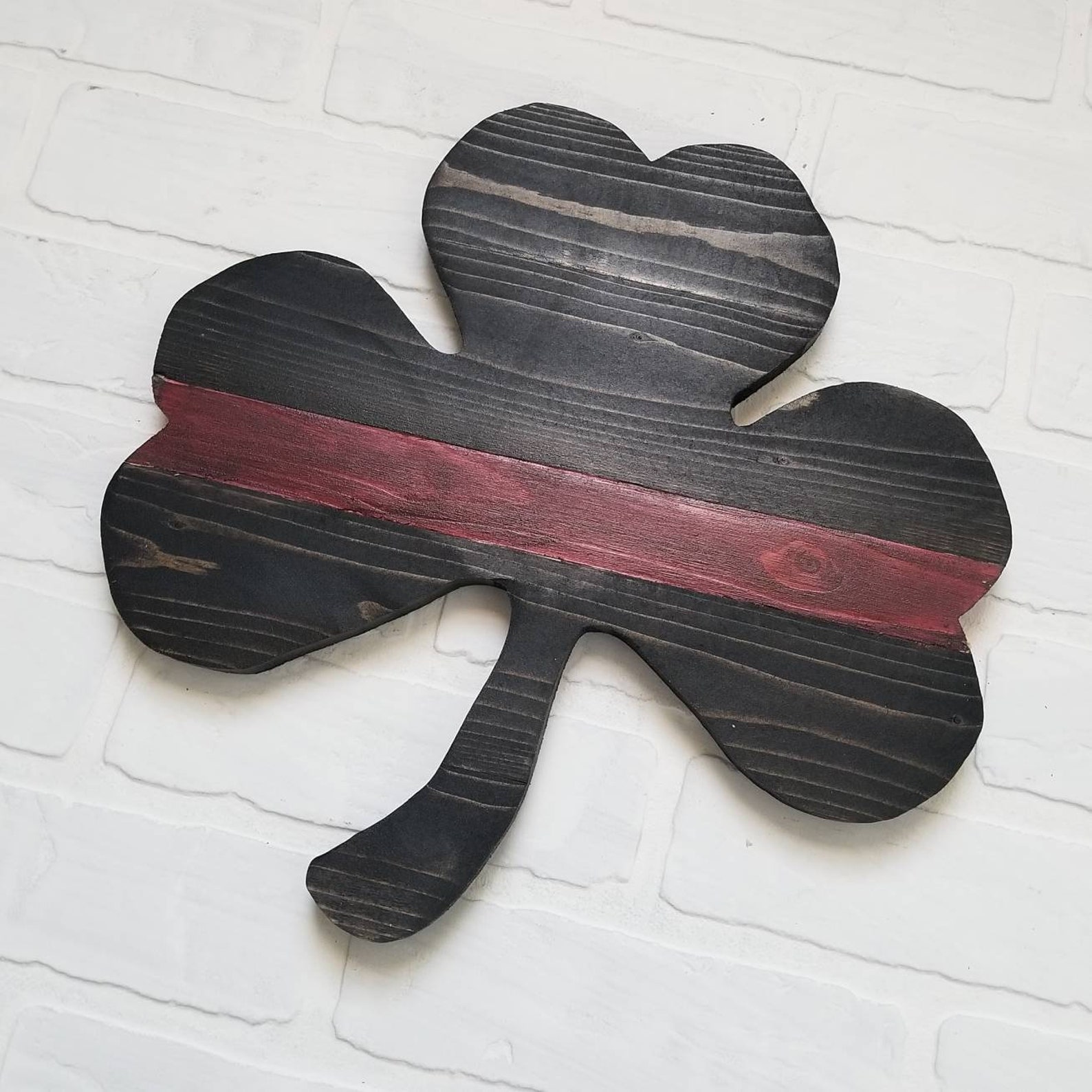 Firefighter Thin Red Line Shamrock Reclaimed Wood - Etsy