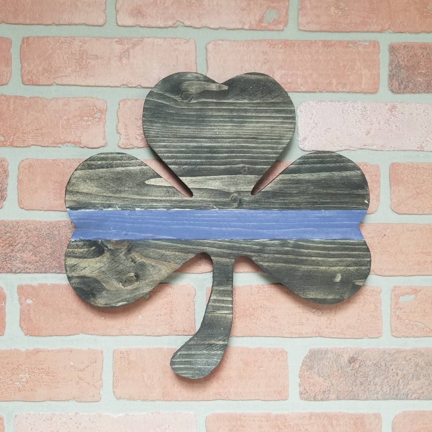 Police Officer Thin Blue Line Shamrock Reclaimed Wood - Etsy
