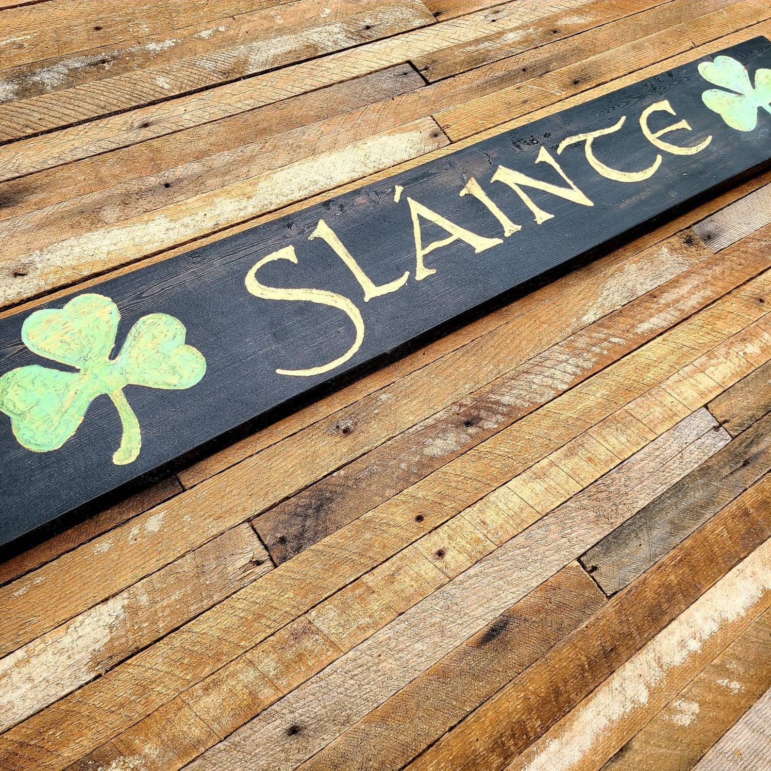 Slainte With Shamrocks Hand Carved Reclaimed Wood Irish Pub Sign - Etsy